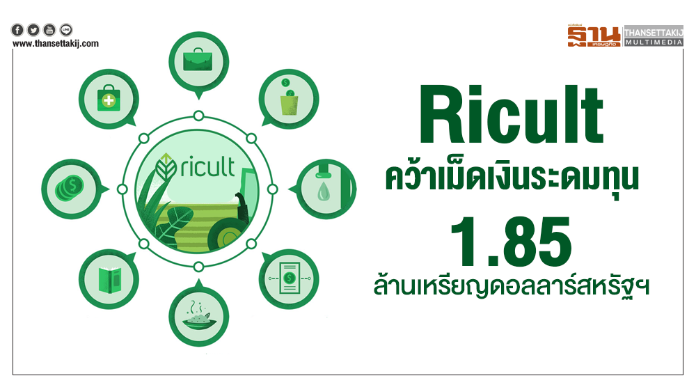Ricult คว้าเม็ดเงินระดมทุน 1.85 ล้านเหรียญดอลลาร์สหรัฐฯ