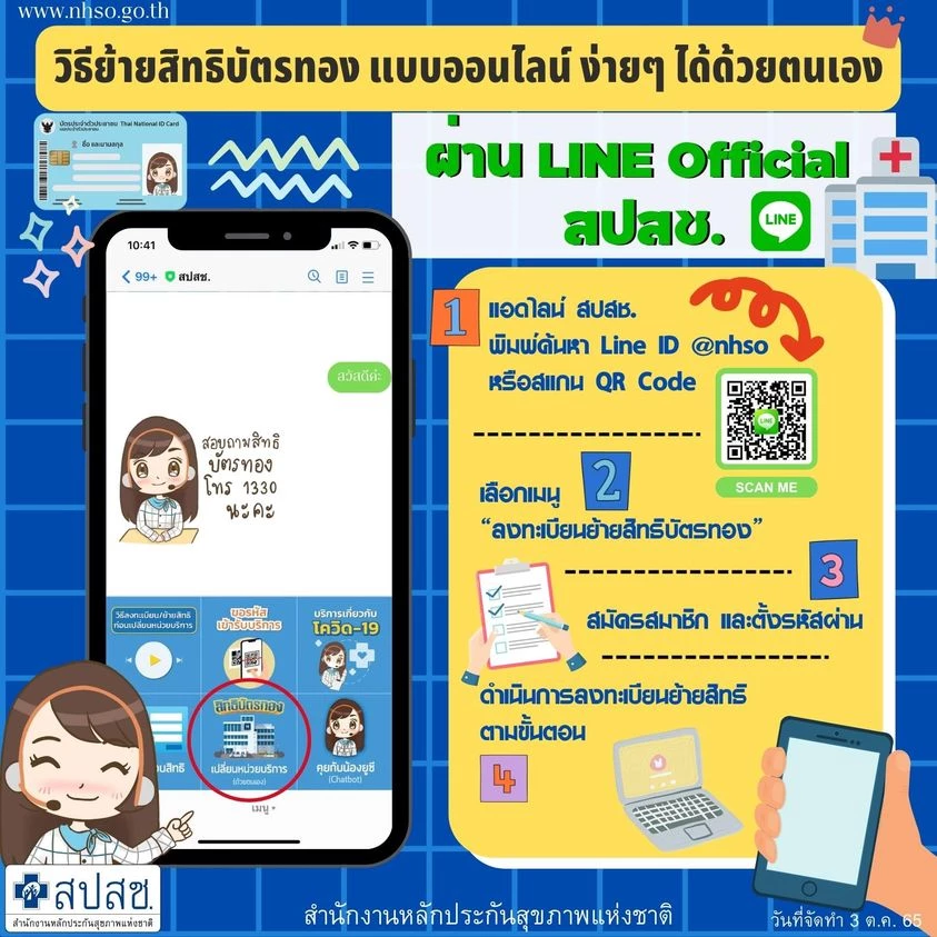 เช็ค 4 ขั้นตอน เปลี่ยนสถานพยาบาลประจำปี ผ่านไลน์ สปสช.