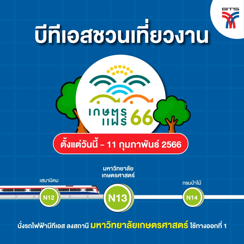 งานเกษตรแฟร์ 2566 วิธีเดินทาง BTS ลงสถานีไหน ปิดกี่โมง