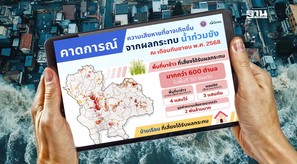 GISTDA เตือนก.ย.68 ไทยเตรียมรับมือน้ำท่วม นาข้าว บ้านเรือนเสียหาย
